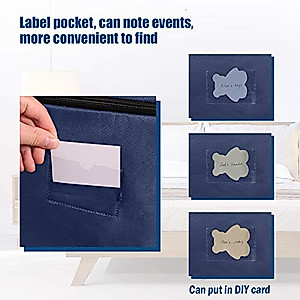 IHOMAGIC Extra Large Storage Bag with Carry Handles, Heavy Duty Storage Containers Clothes Organizers with Sturdy Polyester Fabric, Water Resistant Moving Bag for Bedding, House Moving ,Navy Blue, L