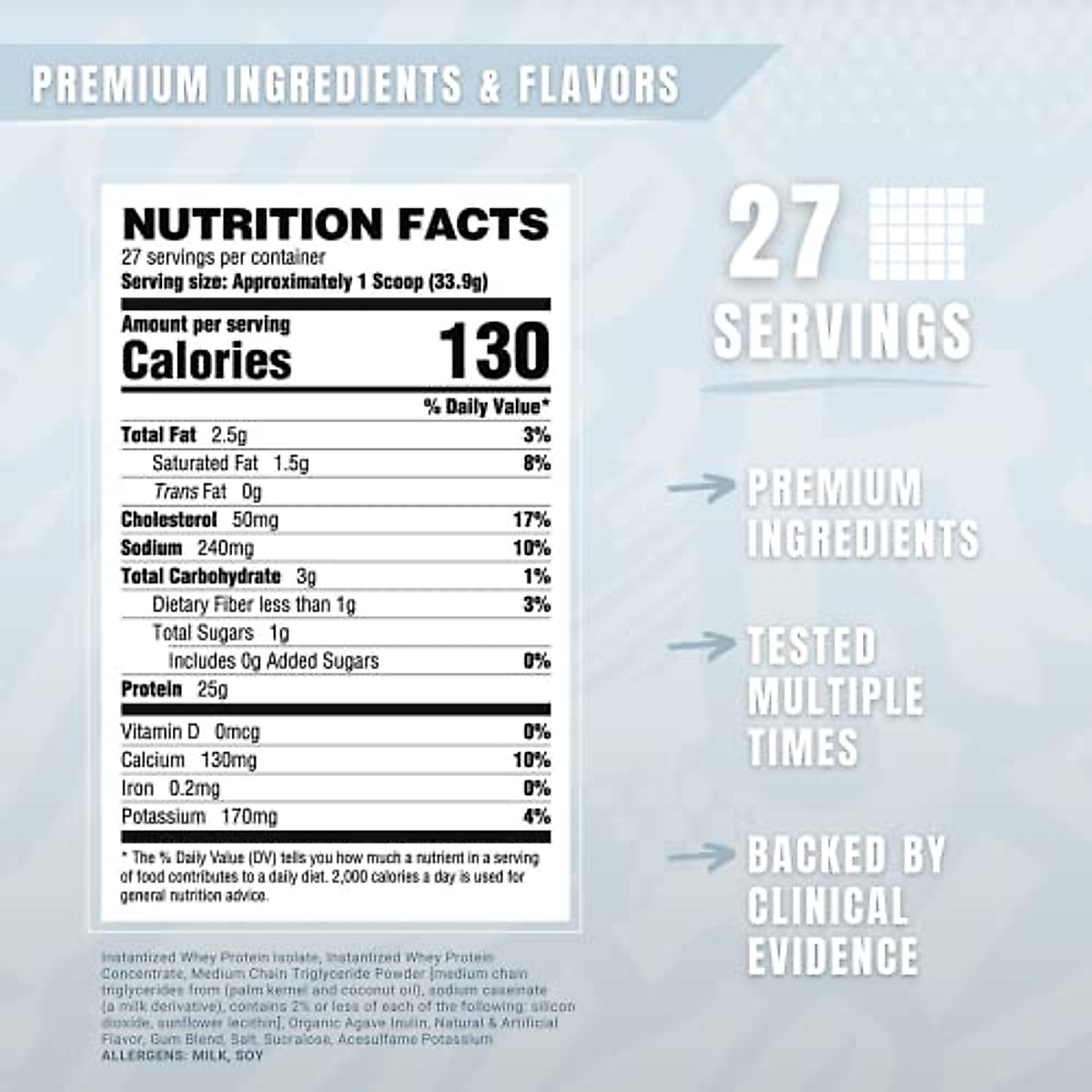 Ryse Core Series Loaded Protein | Build, Recover, Strength | 25g Whey Protein | Added Prebiotic Fiber and MCTs | Low Carbs & Low Sugar | 27 Servings (Marshmallow)