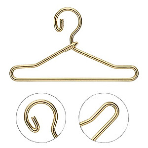 Healifty 50pcs Mini Doll Clothes Hangers Gold Dollhouse Clothes Doll Gown Dress Outfit Holder Metal Miniature Clothes Stand 40mm