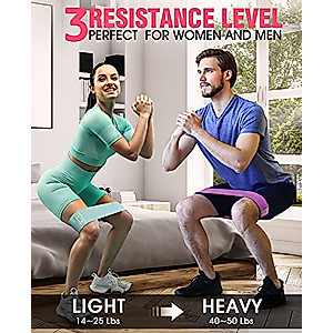 Resistance Bands Set - Booty & Legs Exercise Bands, Anti-Slip Fabric Stretch Bands, Workout Bands for Women/Men, Working Out, Hip Circle Lift, Thigh, Squat, Yoga, at Home Fitness or Gym - 3 Levels