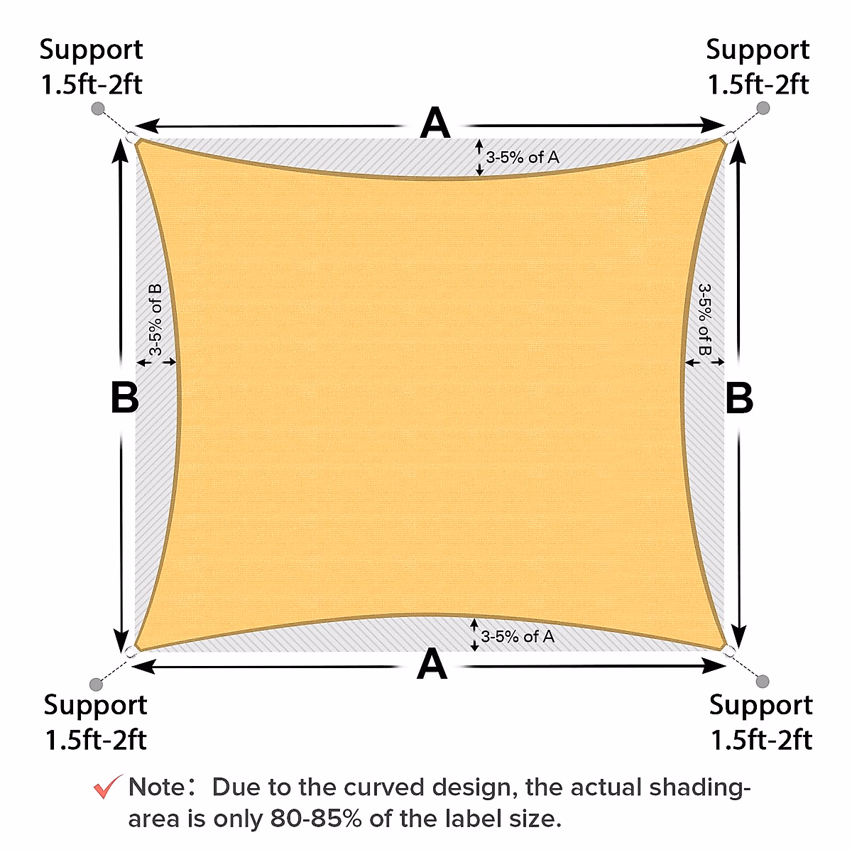 Artpuch 12' x 12' Sun Shade Sails Square Canopy, Sand UV Block Cover for Outdoor Patio Garden Yard