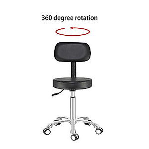 Antlu Rolling Stool Drafting Chair for Garage Shop Workbench Kitchen Medical Salon,Swivel Adjustable Stool with Wheels and Back Support (Black, Without Foot Ring)