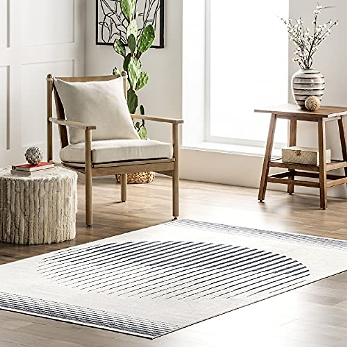 nuLOOM Francesca Machine Washable Contemporary Moon Area Rug, 4' x 6', Grey