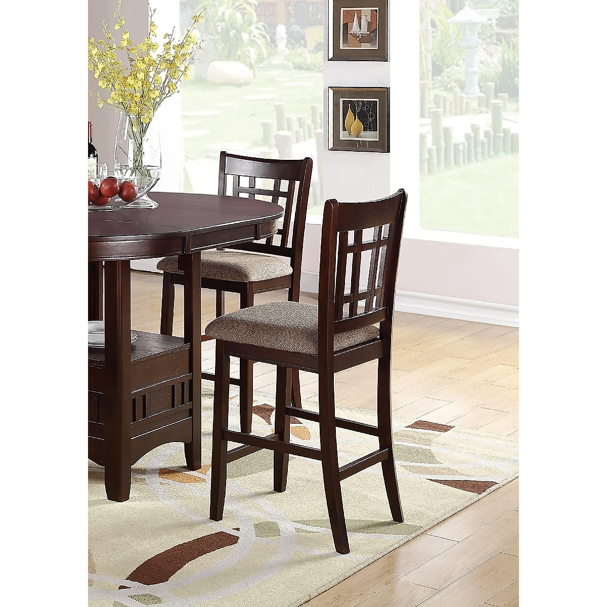 Wycian Sherpa Dining Chair, Chairs 24 Inch Seat Height 2PCS Brown Seat Height 24" Solid Wood 18" L 20" W 41" H Living Room Bedroom Dining Rooms