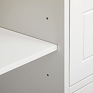 HOMCOM Sideboard Buffet Cabinet, Retro Kitchen Cabinet, Coffee Bar Cabinet with Rubber Wood Top, Drawers, Adjustable Shelves for Living Room, Entryway, White