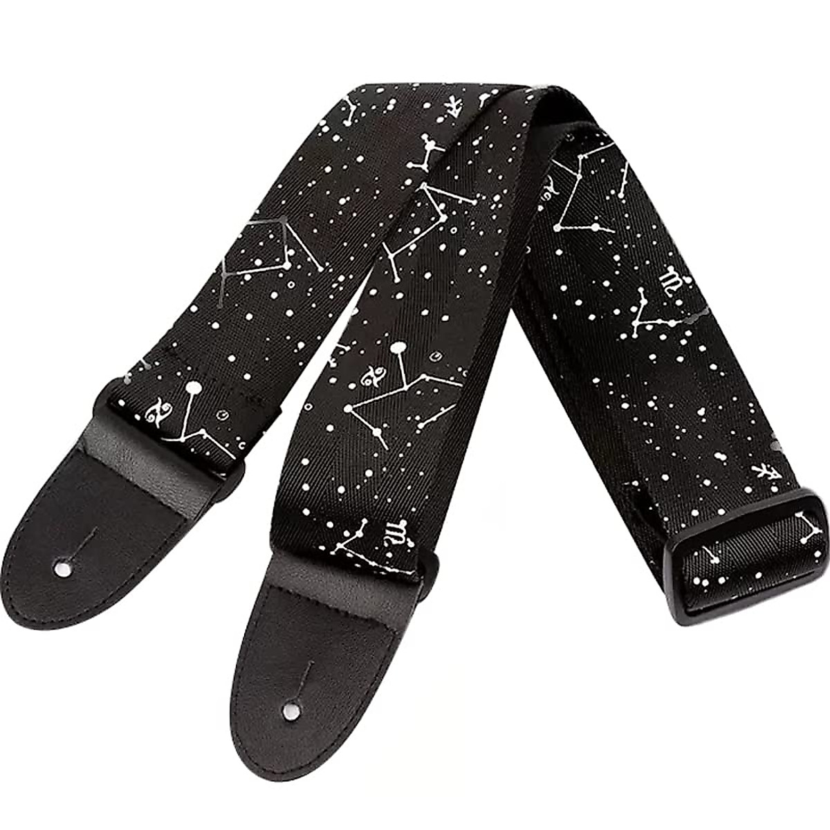 WINGOFFLY Guitar Strap Leather Ends Length Adjustable for Electric Guitar Acoustic Guitar Ukulele and Bass Top Grade(Star River)