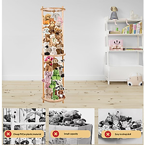 Vechor Round Animal Zoo Storage, Soft Toy Organizer, Solid Wood Zoo Cage for Plush Toys, Stuffed Animals Holder for Bedroom Playroom Nursery Room.