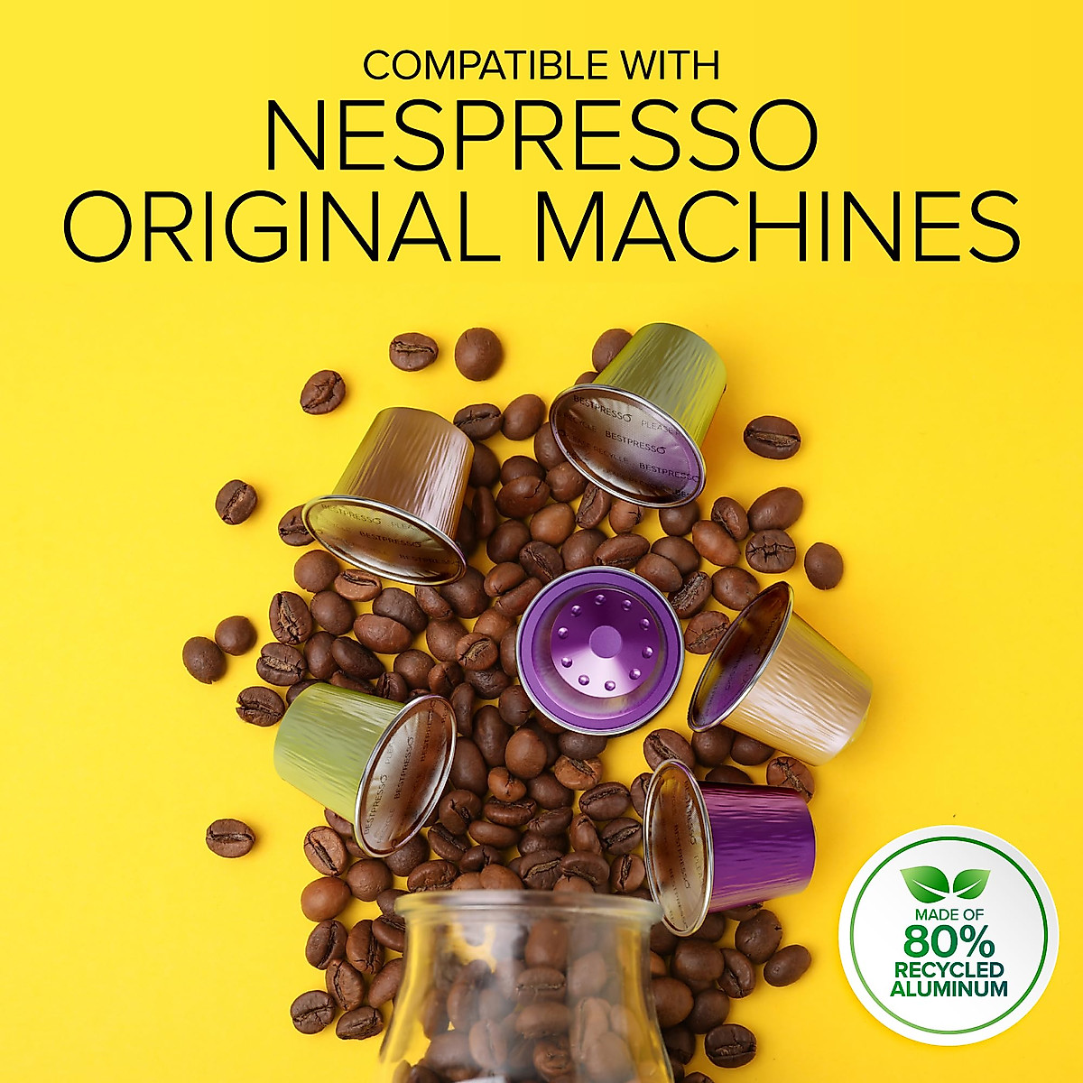 Organic USDA Bestpresso Coffee Aluminum Espresso Pods For Nespresso Original Machine 120 Pack (Variety Pack)