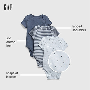 GAP unisex baby First Favourite Short Sleeve Bodysuits, Blue Star 816, 6-12M US