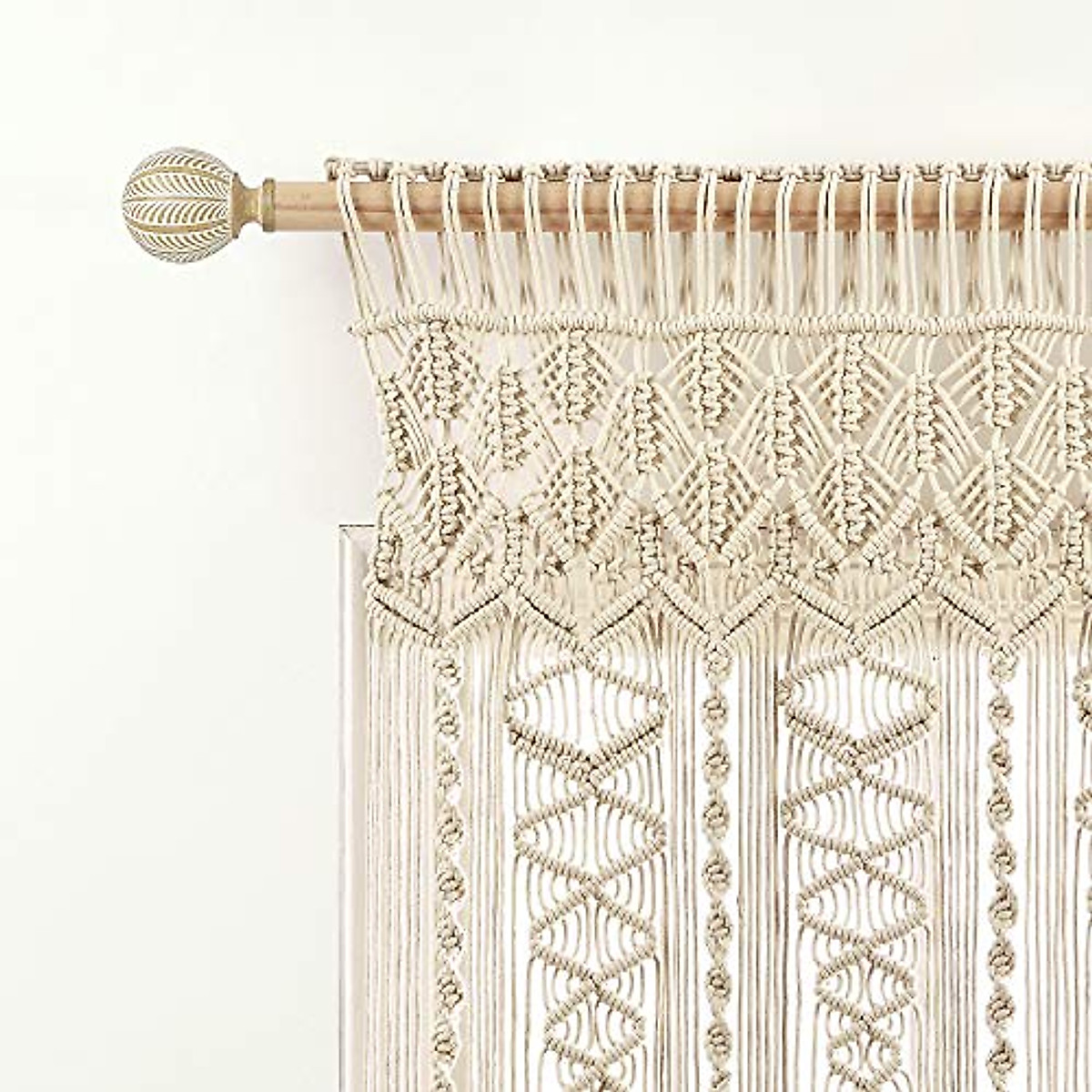 Lush Decor Boho Macrame Textured Cotton Valance/Kitchen Curtain/Wall Decor, 30" L x 40" W, Neutral