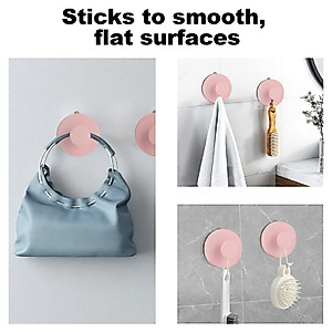 IURRDOP Suction Cup Hooks for Shower,2 Pcs Removable Shower Hooks for Loofah,Waterproof Shower Suction Hooks for Inside Shower,Pink Suction Towel Hooks for Shower Wall,Bathroom,Kitchen,Glass Door