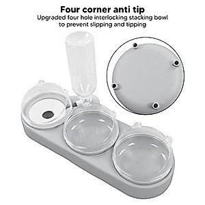 Zerodis Triple Cat Bowls, 3 in 1 Pet Feeder Bowls Pet Water and Food Bowl Set with Automatic Water Dispenser Bottle Detachable Bowl for Small Dogs Cats Kitten Puppy Bunny (Gray)