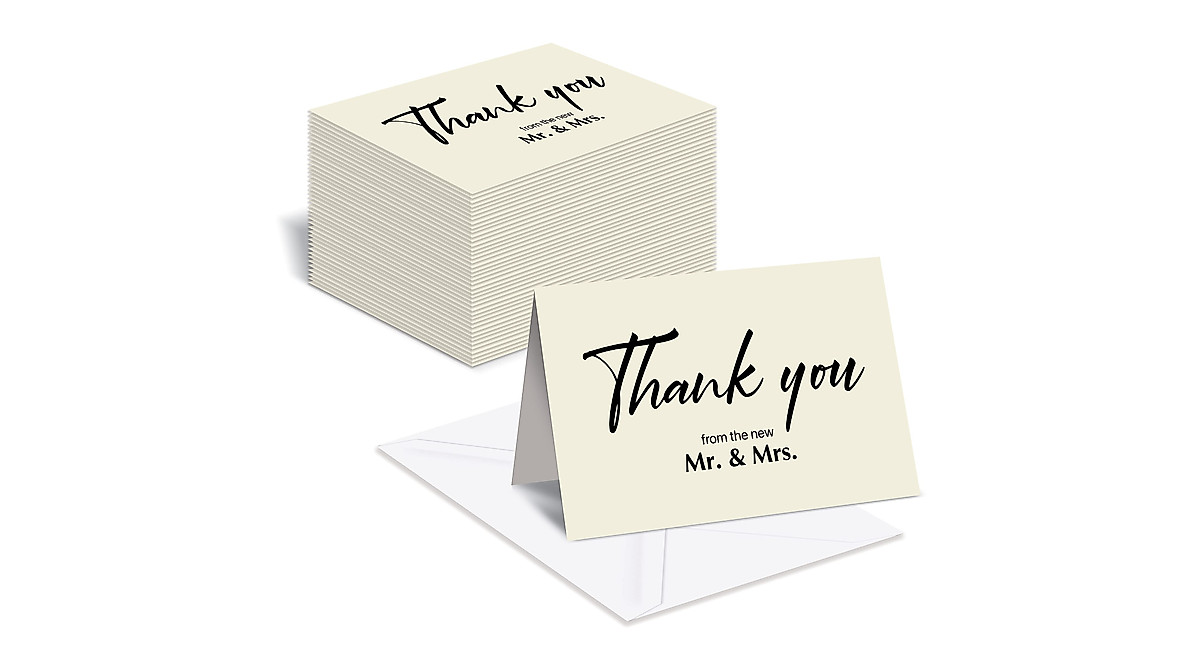 120 Wedding Thank You Cards for Mr & Mrs w/ Envelopes