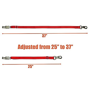 Adjustable Trailer Tie （2 Pack）-Horse Trailer Nylon Strap Tie，Adjusted from 25 to 37” (Red)