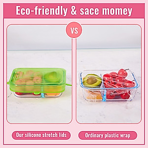 30 Pieces Silicone Stretch Lids Rectangle Reusable Silicone Lids Microwave Cover for Food Storage 6 Different Sizes for Square and Rectangle Containers Microwave Freezer Dishwasher Safe
