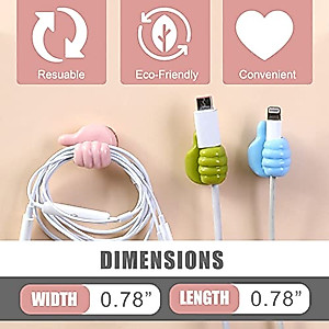 Dazzle fairy Thumb Wall Hooks Cable Holder – Pack of 24 Self Adhesive Thumb Hooks | Hanging Cable Clips Key Hook Multi-Function Wall Hooks for Cable Management