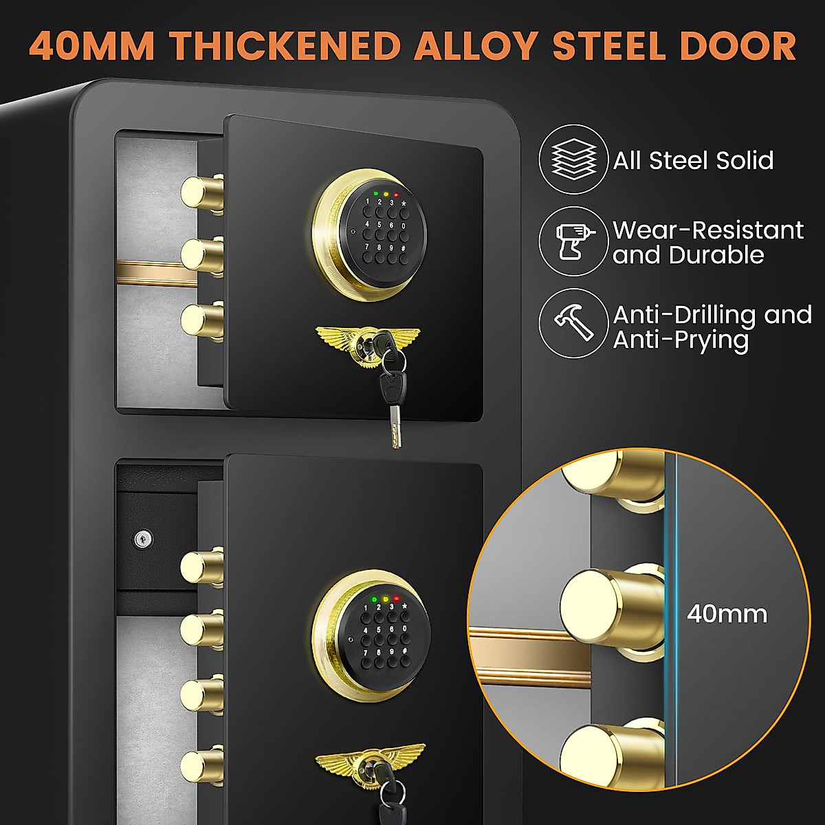 [2024 Upgraded] 6.1 Cu ft Extra Large Home Safe Fireproof Waterproof with [DOUBLE SAFES], Heavy Duty Fireproof Safe Box with [Hidden Lock Box], Digital Home Security Safe for Documents Firearm Money