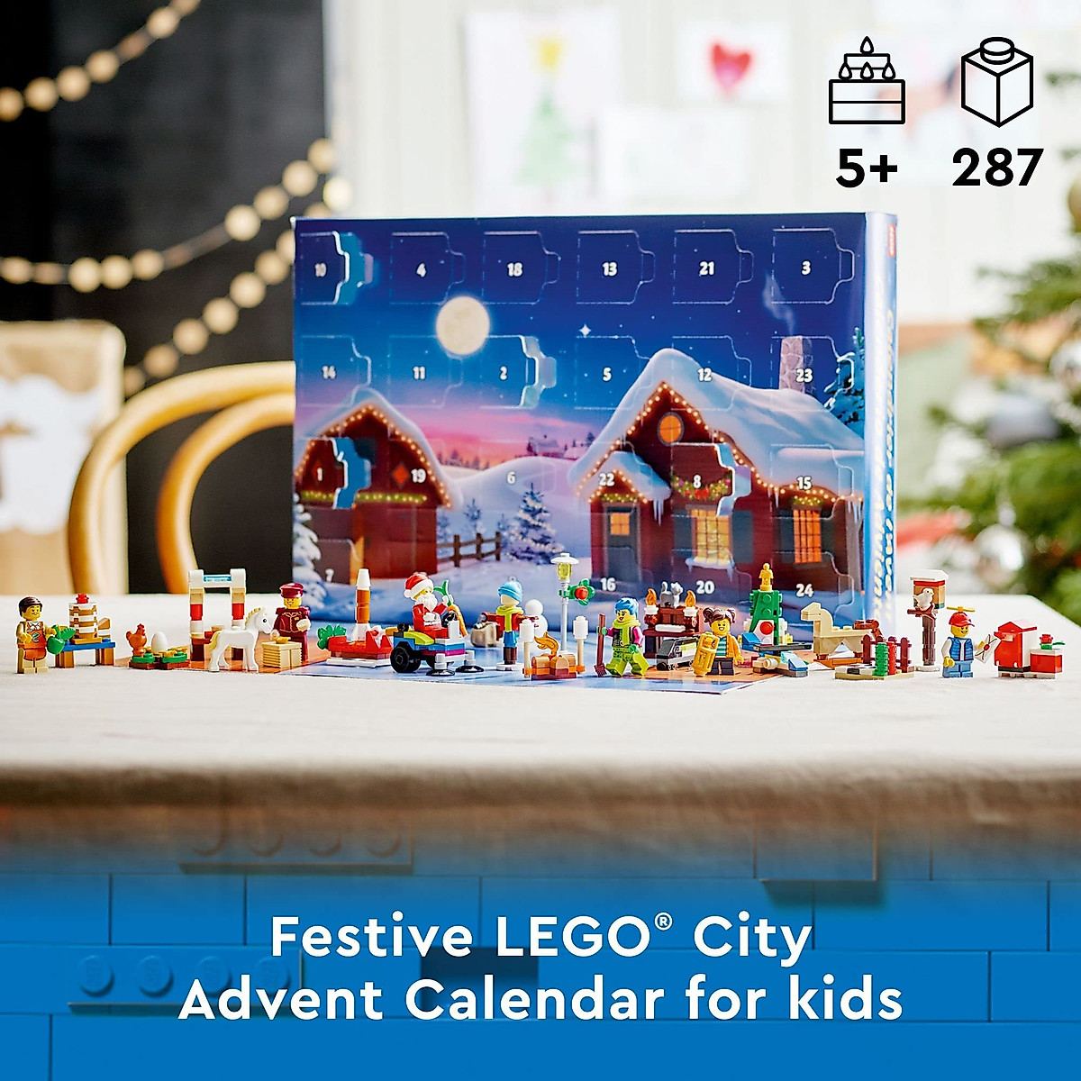 LEGO City 2022 Advent Calendar 60352 Building Toy Set for Kids, Boys and Girls Ages 5+; Includes a City Playmat and 5 City TV Characters (287 Pieces)
