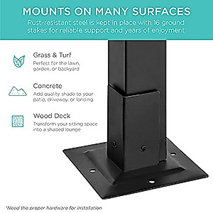 Best Choice Products 10x10ft Extra-Large Outdoor Pergola, Patio Shelter w/Retractable Sun Shade Canopy Cover, Weather-Resistant Fabric, Steel Frame, 16 Ground Stakes - Black