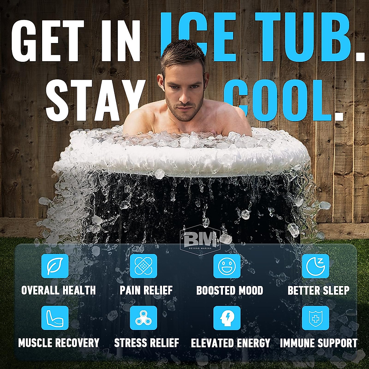 Ice Bath Tub Cold Plunge - 2 Valves, XL Ice Plunge Tub for Athletes Outdoor, 31.5"H Inflatable Recovery Bathtub for Adults, Multiple Layered, 106 Gallons Capacity