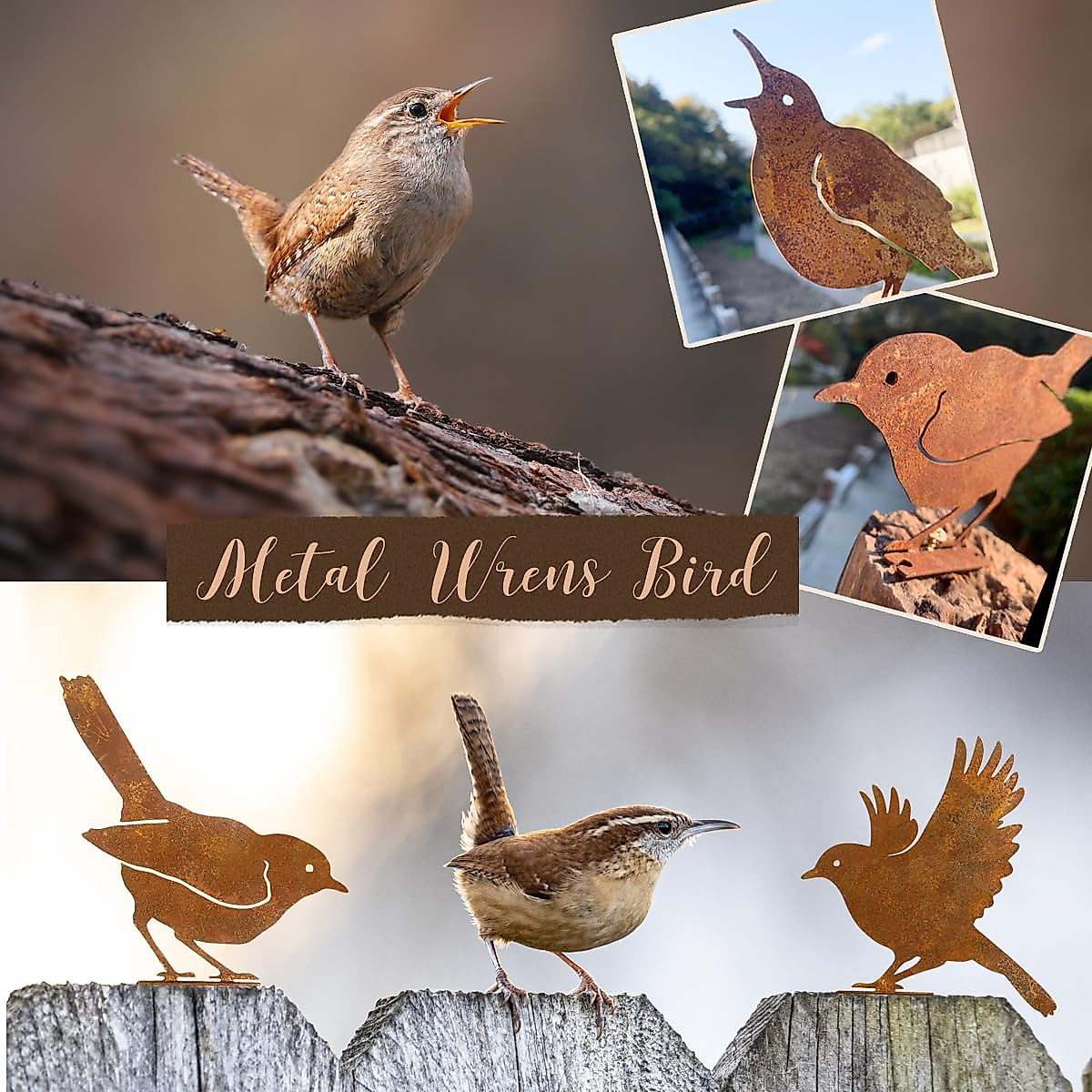 OULYDEKO Rusty Birds Yard Decor - 5PCS Garden Art