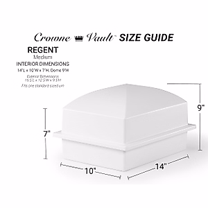 Crowne Vault Custom Engraved Urn Vault for Underground Burial | Fortified Container to Hold Adult Human Ashes and Cremation Urns for Cemetery and Ground Burials | Made in The USA (White, Regent)