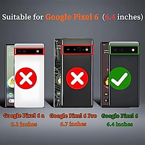 iBaove for Google Pixel 6 Case, Pixel 6 Case with 2 Pcs HD Screen Protector and Slide Camera Cover, Military Protection Shockproof with Ring Kickstand Case for Google Pixel 6, Black