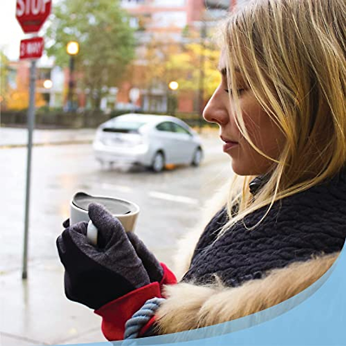 Porta Via Reusable Coffee Cup Silicone Lid – Fits Any Tumbler, Water Bottle, & Ceramic Coffee Mug – Dishwasher-Safe Ceramic Travel Mug Lid Keeps Hot Cups Hot (Medium to Large - Grey)