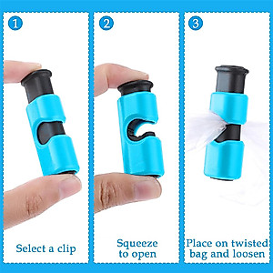 EYAKEG Bag Clips, 10 Pack, Squeeze and Lock Bread Bag Clips for Food Storage, Plastic Bag Closure Clips, Blue