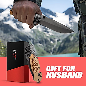 ZAVIT Husband Christmas Gift, WORLD'S BEST HUSBAND Pocket Knife, Gifts for Husband from Wife, Husband Birthday Gift Ideas,Best Husband Gifts