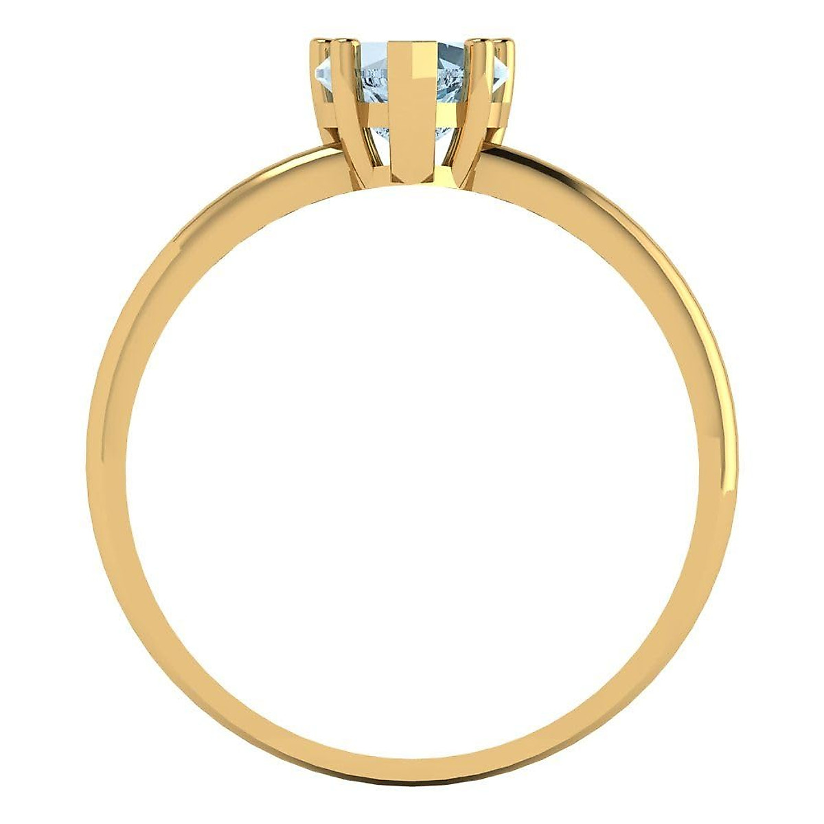 Clara Pucci 0.95ct Heart Cut Solitaire Aquamarine Blue Simulated Diamond 5-Prong Classic Statement Ring Real 14k Yellow Gold for Women