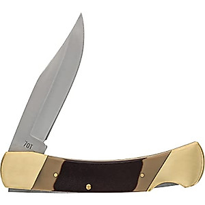 Old Timer 7OT Cave Bear Traditional Lockback Pocket Knife with 3.9in High Carbon Stainless Steel Blade, Sawcut Handles, and Leather Belt Sheath for Hunting, Camping, Whittling, EDC, and Outdoors