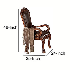 ACME Dresden Arm Chair (Set-2) - - PU & Cherry Oak