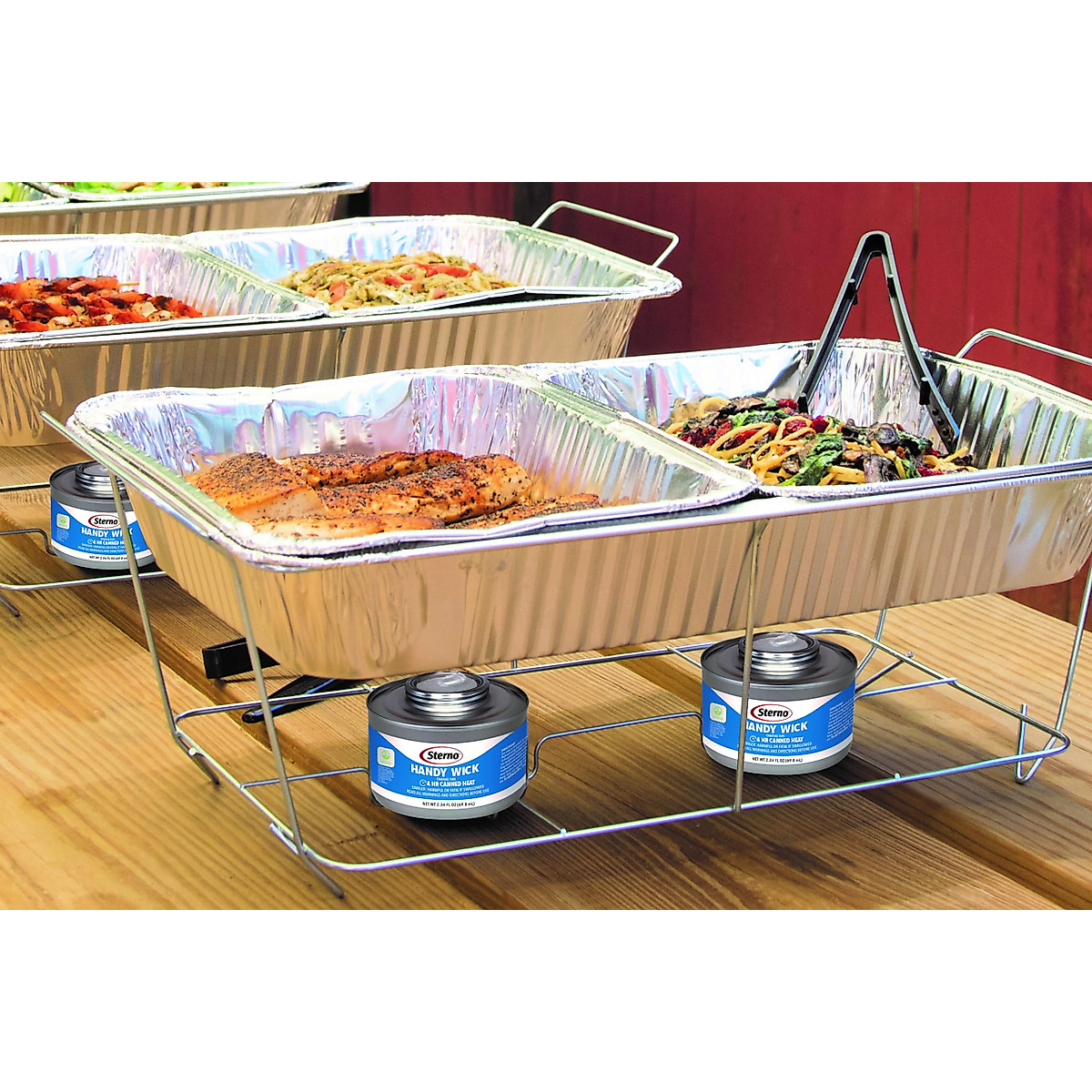 Sterno Buffet Kit Catering-to-Go Chafing Dish Buffet Set - Chafing Dishes for Buffet with Chafing Fuel Cans, Catering Food Warmers & Food Warming Trays for Buffet Party - 4-Piece Chafing Dish Set