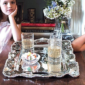 Beatriz Ball Medium Organic Pearl Kristi Rectangular Tray with Handles