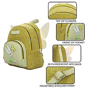 Disney Classic Characters Tinkerbell Corduroy Mini Backpack With Applique Wings