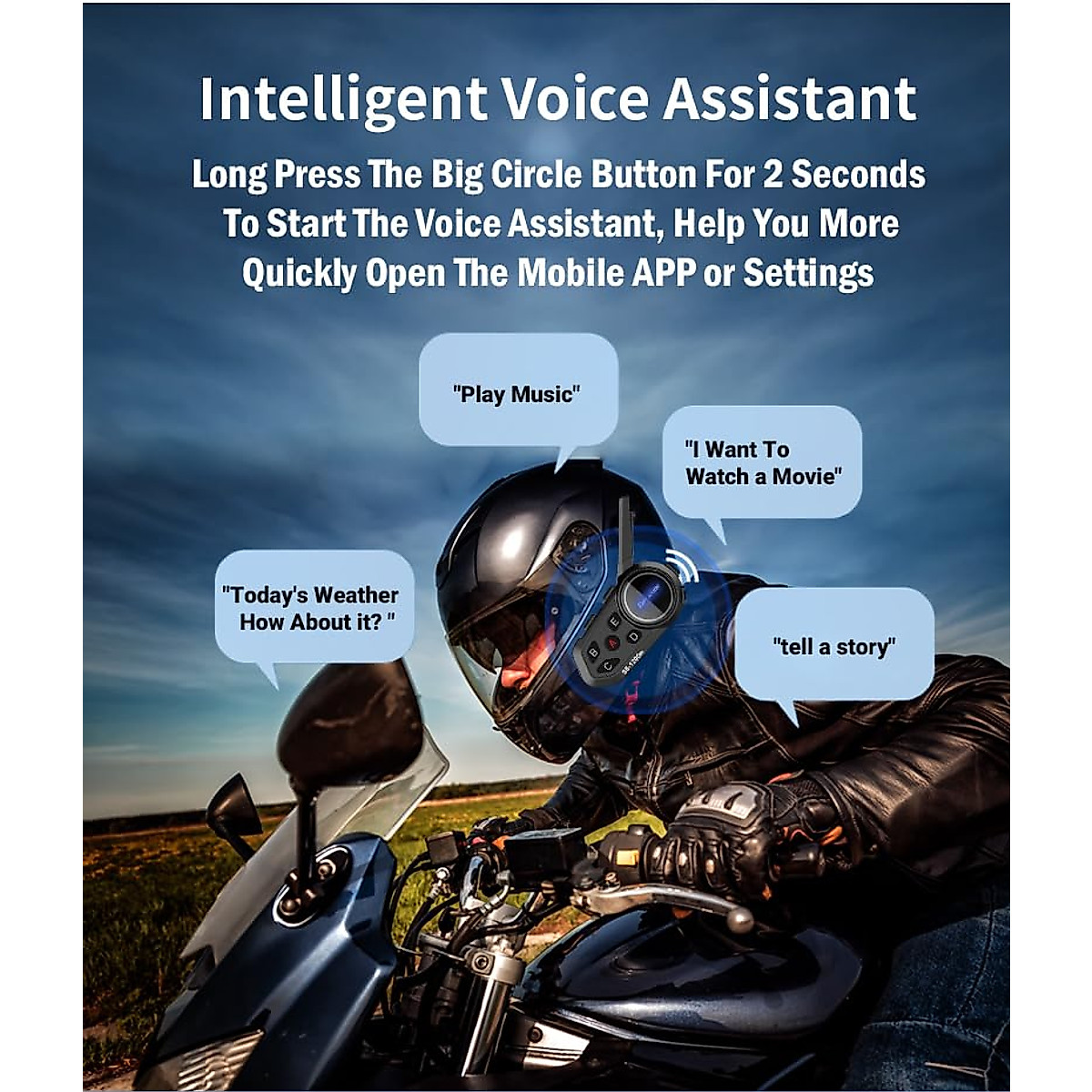 EuroFone S6 Motorcycle Helmet Bluetooth Intercom Headset, Intercomunicador para Casco De Moto, 2 Riders 1200m 6 Riders 6km, 2 People Real-time Talk, CVC Noise Reduction, IP65 Waterproof（1Pack）