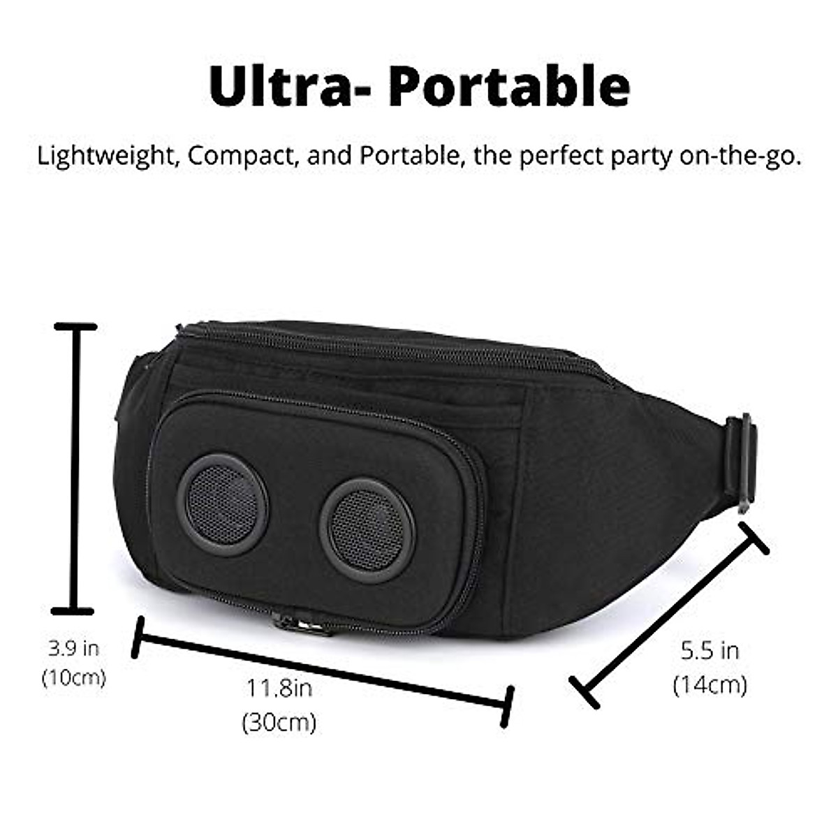 SUPER REAL The #1 Fannypack with Speakers. Bluetooth Fanny Pack for Parties/Festivals/Raves/Beach/Boats. Rechargeable, Works with iPhone & Android. #1 Bachelorette Party Gift (Black, 2023 Edition)
