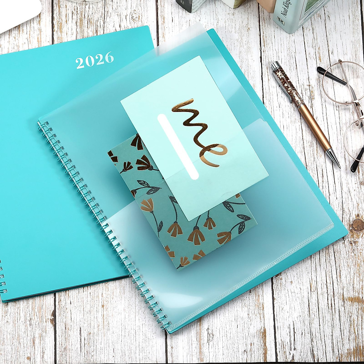 Monthly Planner/Calendar 2023-2024 - 2023-2024 Monthly Planner, Jul. 2023 - Dec. 2024, 8.5" x 11", 18-Month Planner 2023-2024 with Tabs, Pocket, Label, Contacts and Passwords, Twin-Wire Binding - Teal by Artfan