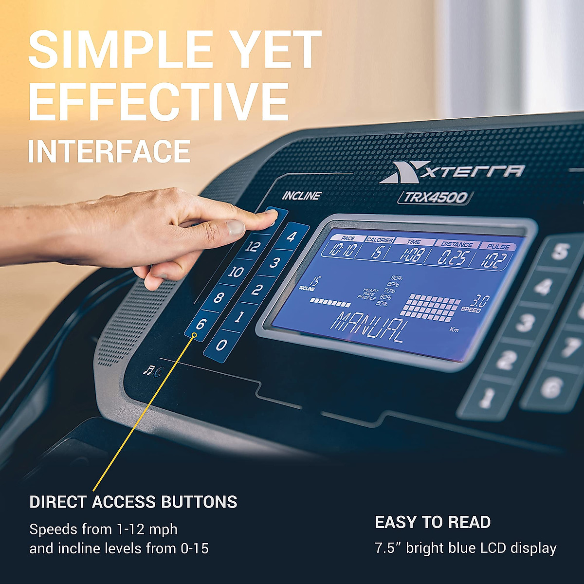 XTERRA Fitness TRX4500 Premium Performance Series Folding Treadmill, Large XTRASoft Cushioned Running Deck, LCD Display, Handlebar Speed and Incline Controls, Variety of Programs, FTMS Bluetooth