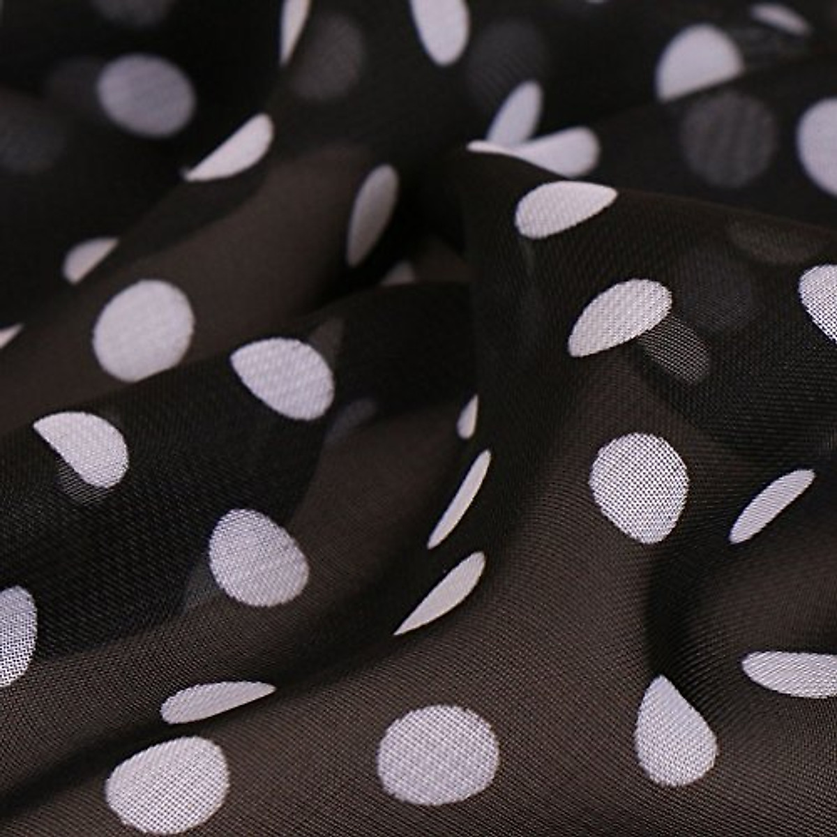 LMVERNA women's polka dot scarves printing chiffon silk scarf lightweight summer long scarfs wrap black (Black+White)