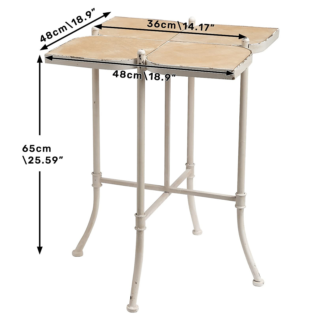DOEWORKS Modern Four-Leaf Clover Shaped End Table, Vintage Living Room Coffee Table, Wood Sofa Side Table for Bedroom,Kitchen, Cafe