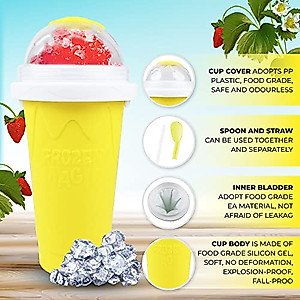 Slushy Maker Cup - Travel Slushie Cup, TIKTOK Quick Freeze Magic Cup, Double Layer Slushy Cup, Cooler Smoothie Silicon Cup, Mini Ice Cream Maker, Slushies - Yellow.
