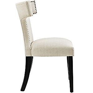 Modway Curve Mid-Century Modern Upholstered Fabric with Nailhead Trim in Beige, One Chair