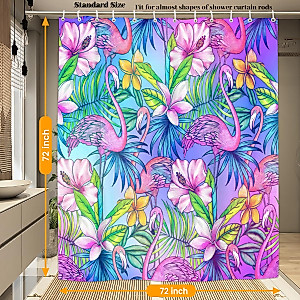 Aglebo Colorful Flamingo Shower Curtain Fabric Shower Curtain Set with 12 Hooks Water-Proof 72 * 72 Inches for Bathroom Beach Caravan Hotel