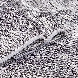 GlowSol Distressed Vintage Area Rug 4×6 Persian Area Rug for Living Room Non-Shedding Rug Low Pile Carpet Non Slip Rug for Bedroom Living Room Dining Room Home Office, Grey