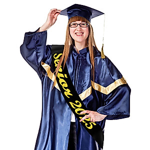 Generic Senior Sash 2025, Graduation Sash Black with Gold Glitter Letter, Finally Graduated, Class of 2025 Sash for Graduation Party, Cheerleader Party Celebration Decorations