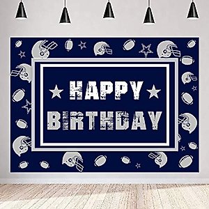 Football Backdrop for Birthday Party, 7x5ft/2.1x1.5m New Vinyl, Blue and White Gray Helmet Stars Photography Background, Sports Fans Party Decor Supplies Banner Photo Shooting Props BJZYST203