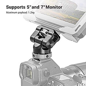 SMALLRIG Field Monitor Mount Holder with Cold Shoe and 1/4" Inch Screw for 5 Inch and 7 Inch Monitor, with 360 Degree Swivel and 140 Degree Tilt, Rubber Cushion, Aluminum Alloy Build - BSE2346