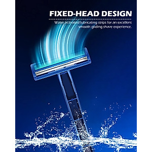 Disposable Razors for Men, 50 Count Men Razora for Shaving with Lubricating Strips, Twin Hypoallergenic Stainless-Steel Travel Razor for Men Sensitive Skin Blue